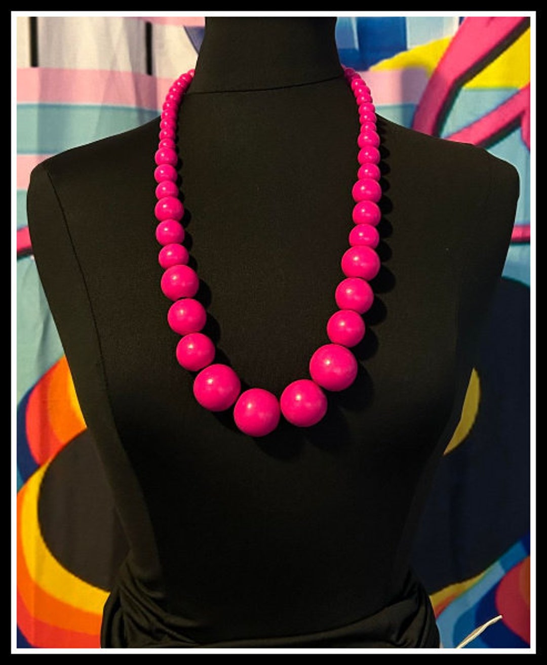 80’s Style Hot Pink Beaded Necklace 80's Costume 80s Accessories 80s ...