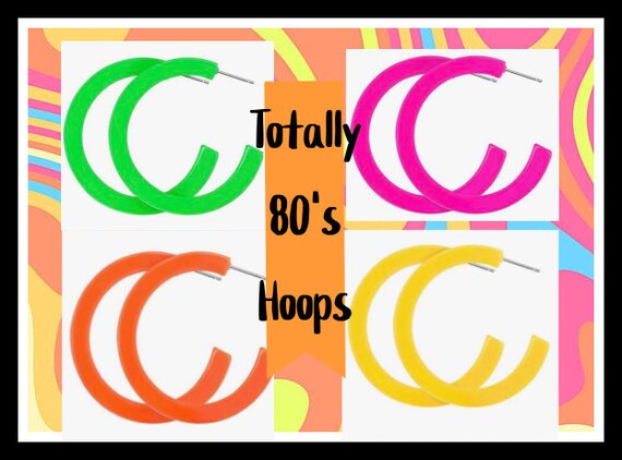 Big Hoop earrings 80s hoop earrings 80s earrings neon 80's earrings 80s ...