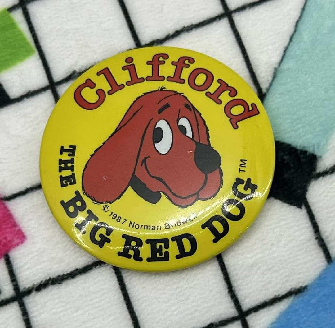 1987 Vintage Clifford the Big Red Dog Button 80s Nostalgia Pin Clifford ...