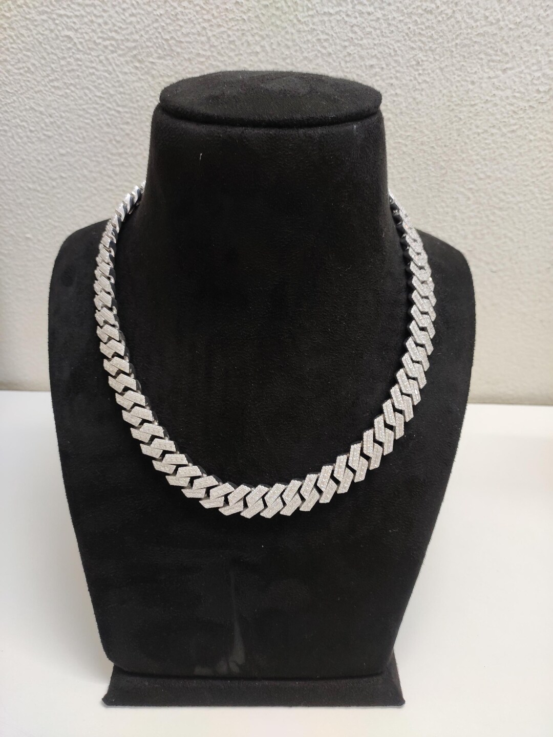 VVS Moissanite Cuban Link Hip Hop Cuban Chain in 925 Silver, Iced Out ...