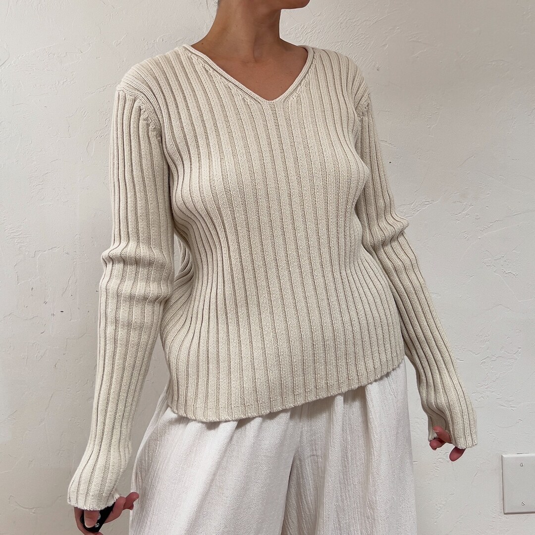 Y2K Era GAP 100% Cotton Chunky Ribbed Knit V-neck Pullover Sweater - Etsy