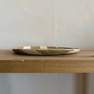 7 Round Nerikomi Plate Handmade Ceramic Modern Wabi Sabi Neutral Tone Studio Pottery Plate Tray ...