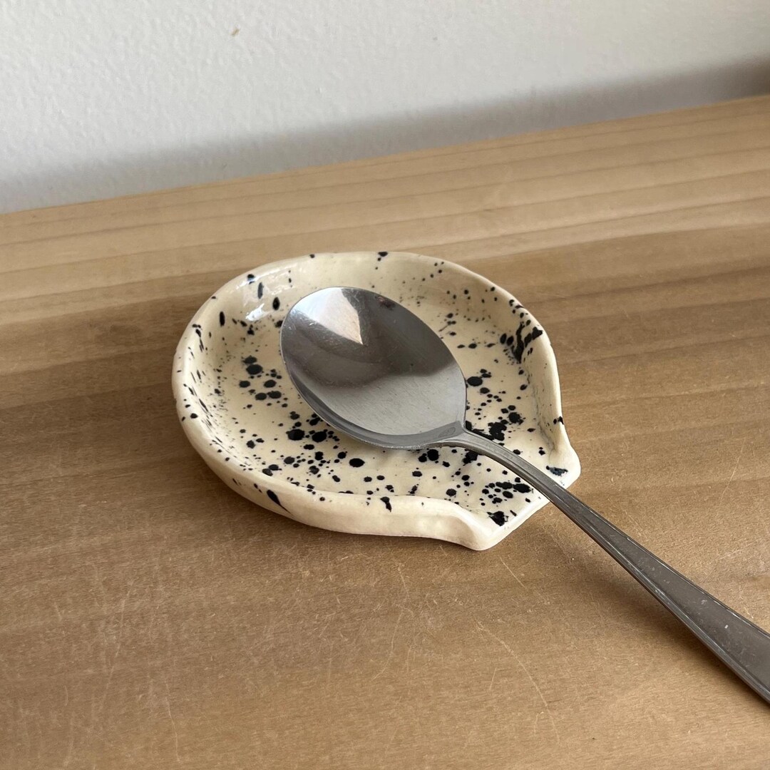 Teaspoon Rests - Splatter | Hand Built Ceramic Modern Wabi Sabi Speckle ...