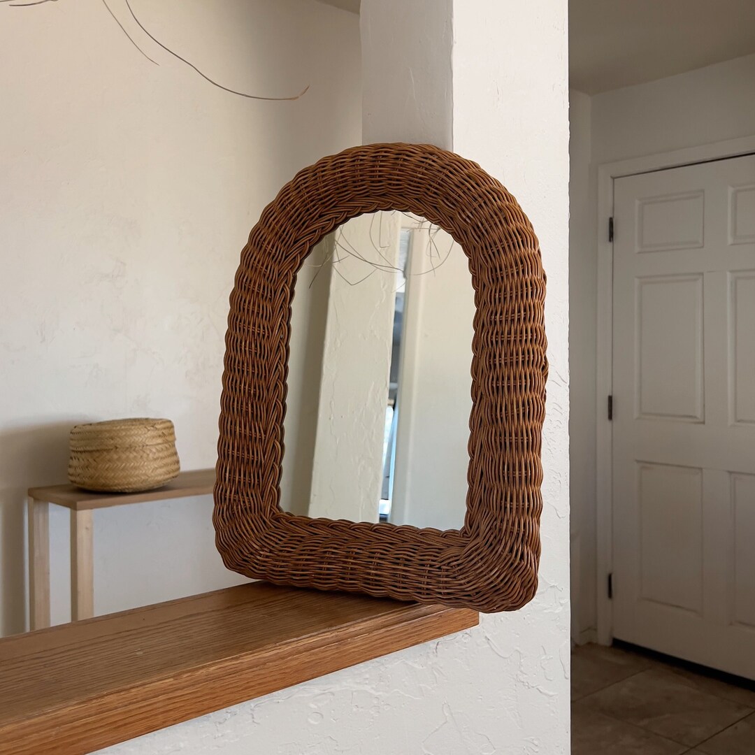 1980s Arch Shaped Wicker Rattan Framed Wall Mirror 12x16 - Etsy