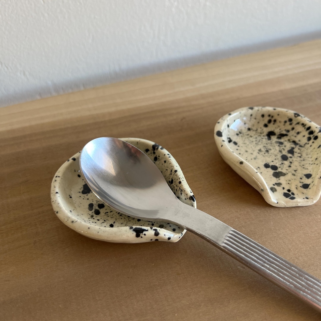 Teaspoon Rests - Splatter | Hand Built Ceramic Modern Wabi Sabi Speckle ...