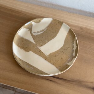7 Round Nerikomi Plate Handmade Ceramic Modern Wabi Sabi Neutral Tone Studio Pottery Plate Tray ...