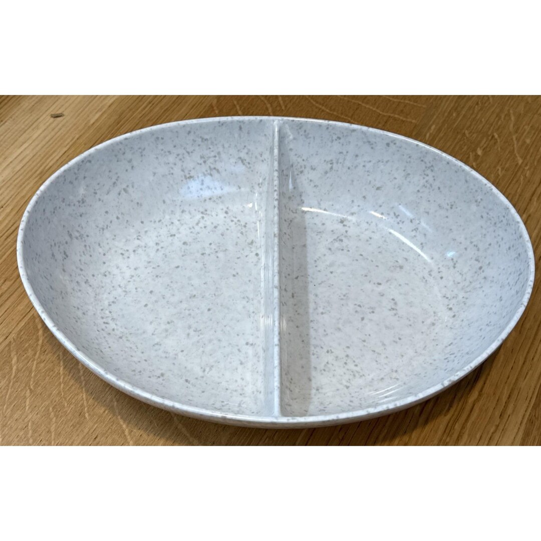 Vintage Oval Divided Serving Bowl Dish Speckled Confetti Grey - Etsy