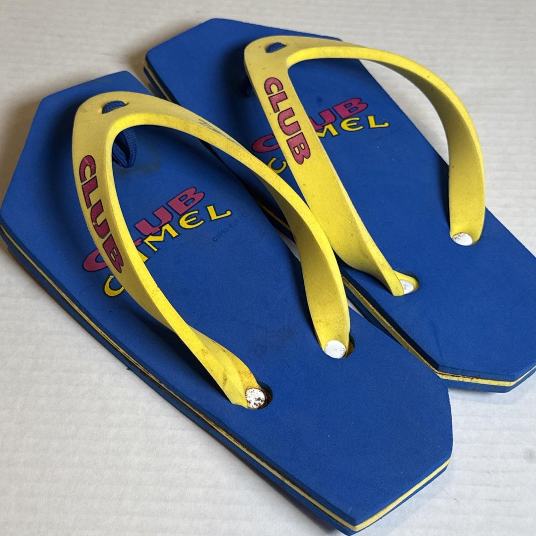 Vintage Joe Camel Cigarettes Club Camel Foam Flip Flops Sandals Beach ...