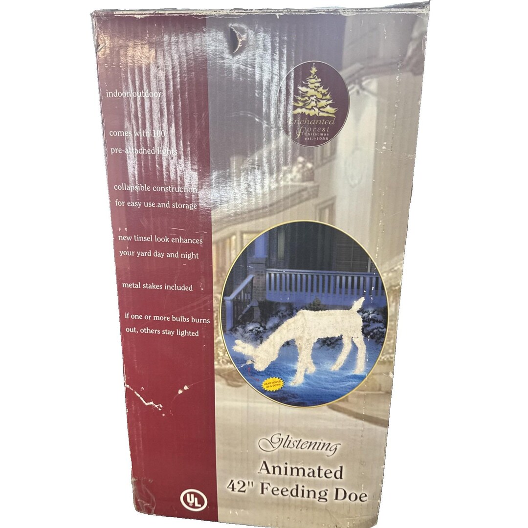 Vintage 2006 42" Glistening Animated Feeding Doe White Light up Head ...