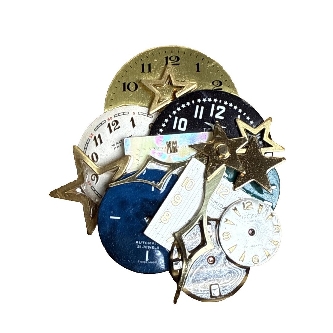 20a- Vintage Homemade Clock Brooch Pin Multi Color - Etsy