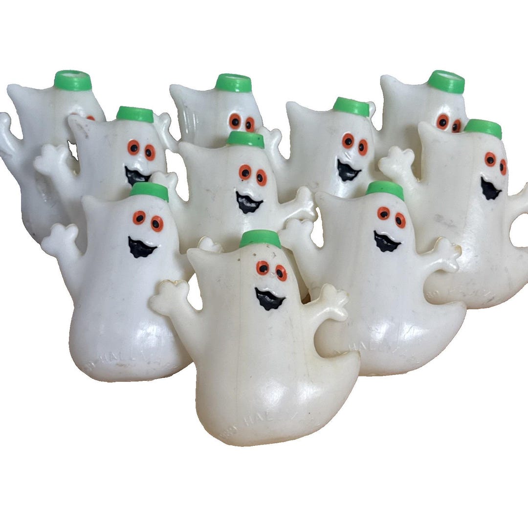 Vintage Blow Mold GHOST Halloween Light Covers 10 Hallmark 1989 White ...