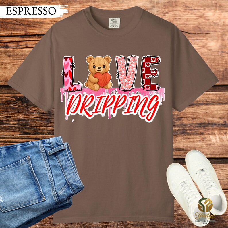 Love Dripping Teddy Bear T-shirt | Valentine's Day Graphic Tee - Etsy