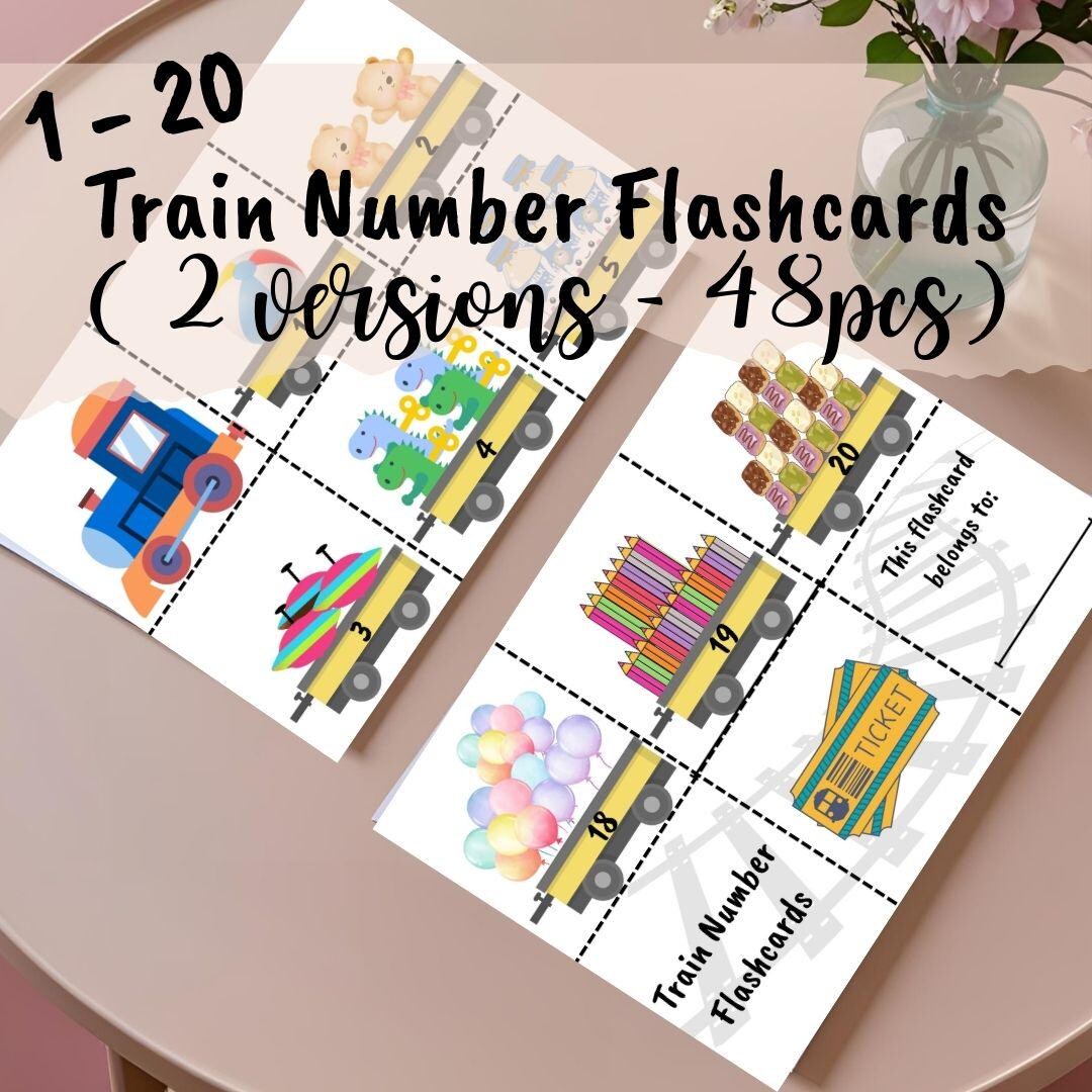 Number Flashcards 1-20: Preschool Math Game (PDF Download, 2 Versions ...