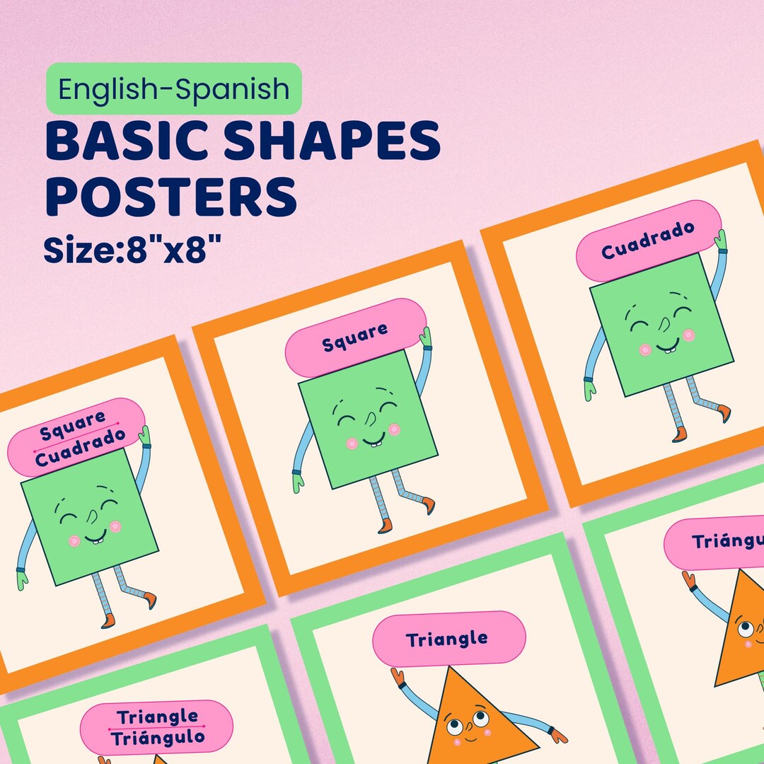 Bilingual Classroom Posters | Printable Basic Shapes for Preschool ...