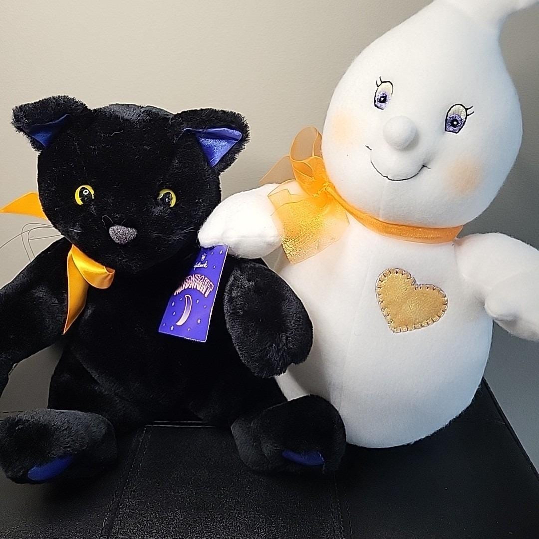 VINTAGE Hallmark Halloween Plush Midnight the Black Cat & Glimmer the ...