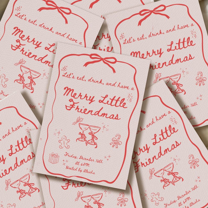 Hand Drawn Friendmas Invitation | Girls Night Xmas Party (editable ...