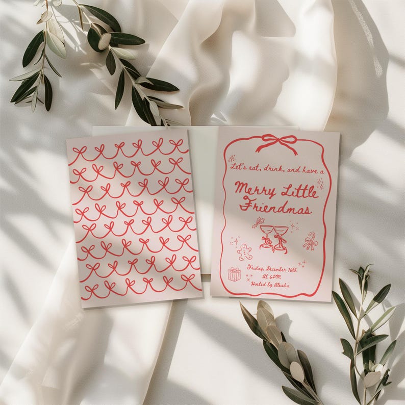 Hand Drawn Friendmas Invitation | Girls Night Xmas Party (editable ...