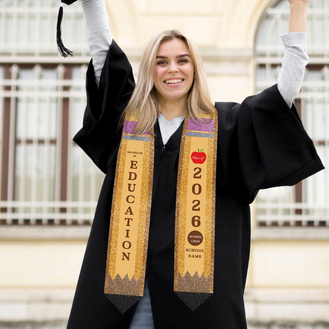 Custom Teacher Graduation Stole, Personalized Education Graduation Sash ...