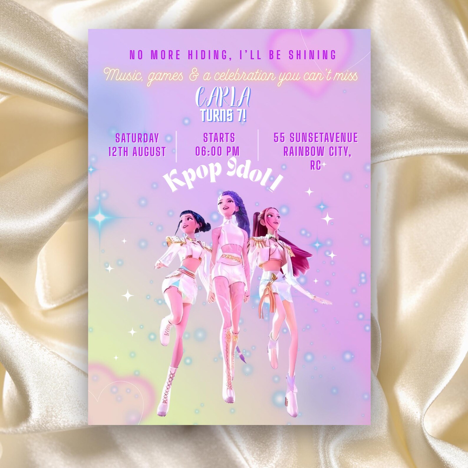 Kpop Demon Hunters Birthday Invitation | Editable Party Invite | Anime ...