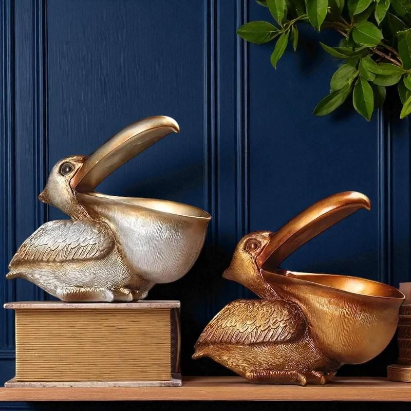 Pelican Bowl Sculpture: Coastal Home Decor, Trinket Dish - Etsy