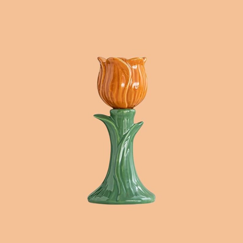 Ceramic Tulip Candle Holder: Floral Candlestick - Spring Decor - Etsy