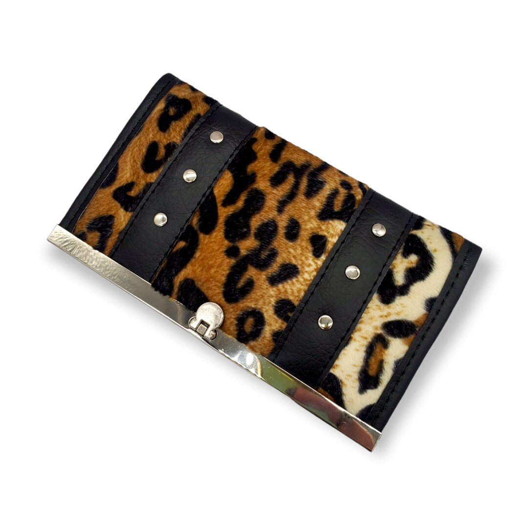 Leopard Wallet / Black / Vegan Leather / Cheetah / Rockabilly / Pin up ...