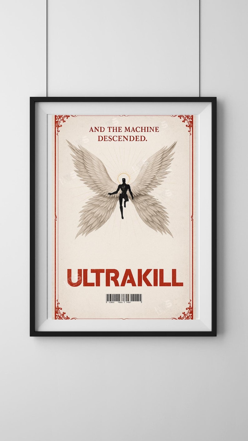 ULTRAKILL Poster – “and the Machine Descended” Minimalist Angel Design ...