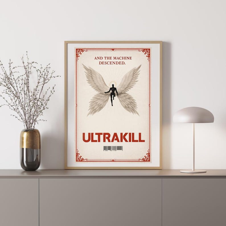 ULTRAKILL Poster – “and the Machine Descended” Minimalist Angel Design ...
