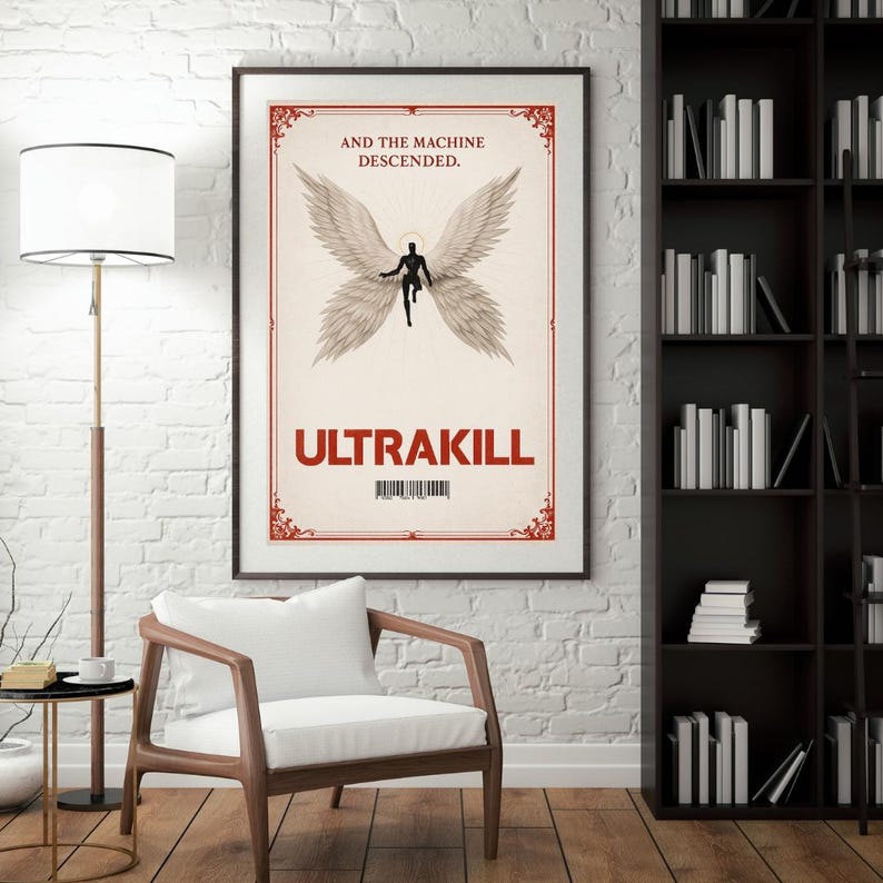 ULTRAKILL Poster – “and the Machine Descended” Minimalist Angel Design ...