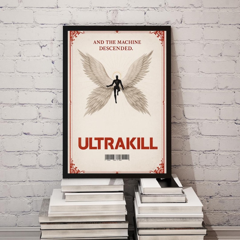 ULTRAKILL Poster – “and the Machine Descended” Minimalist Angel Design ...