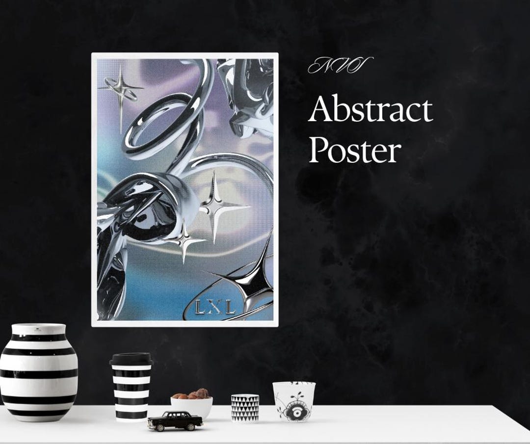 Chrome Abstract Art Poster – LXL Digital Download | Futuristic Glossy ...