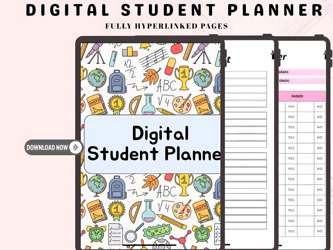 ADHD Student Planner, Assignment Tracker With Reading Log, Hyperlinked ...