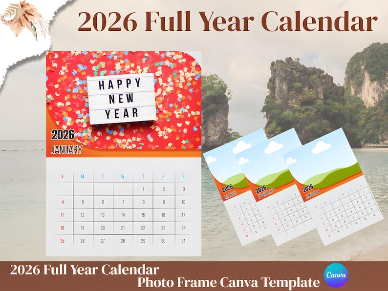 2026 Printable Photo Calendar, Custom Photo Calendar, Family Photo ...