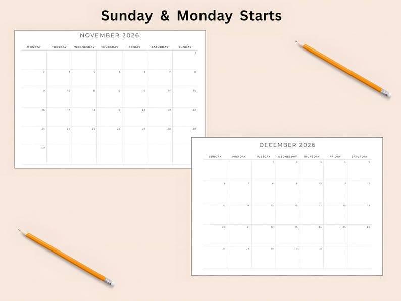 2026 Monthly Fillable Calendar, Blank Calendar, Editable Calendar ...