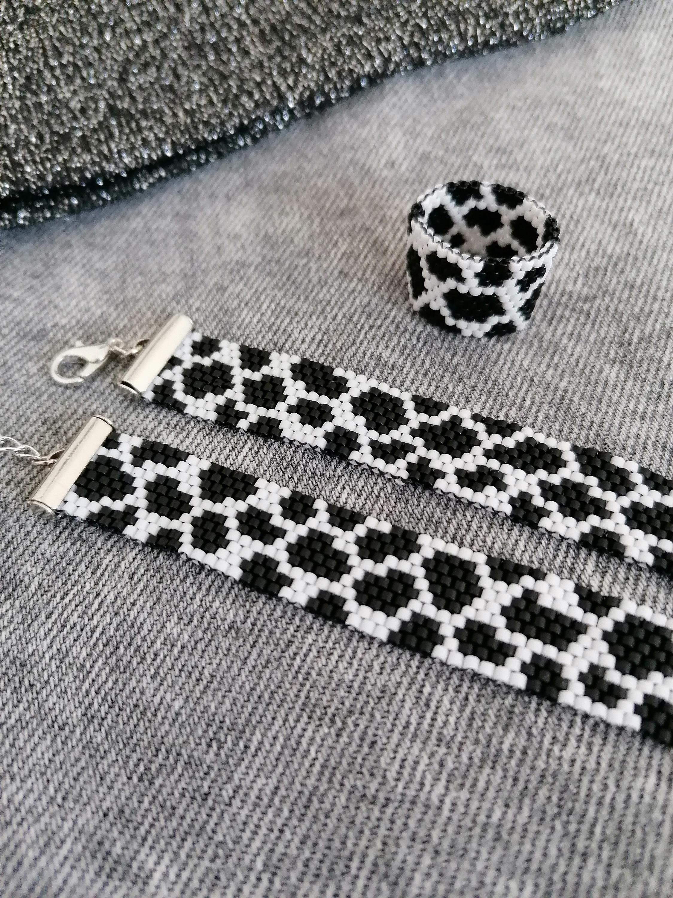 Cow Print Beaded Jewelry Set, Cow Print Choker, Cow Print Ring, Animal ...
