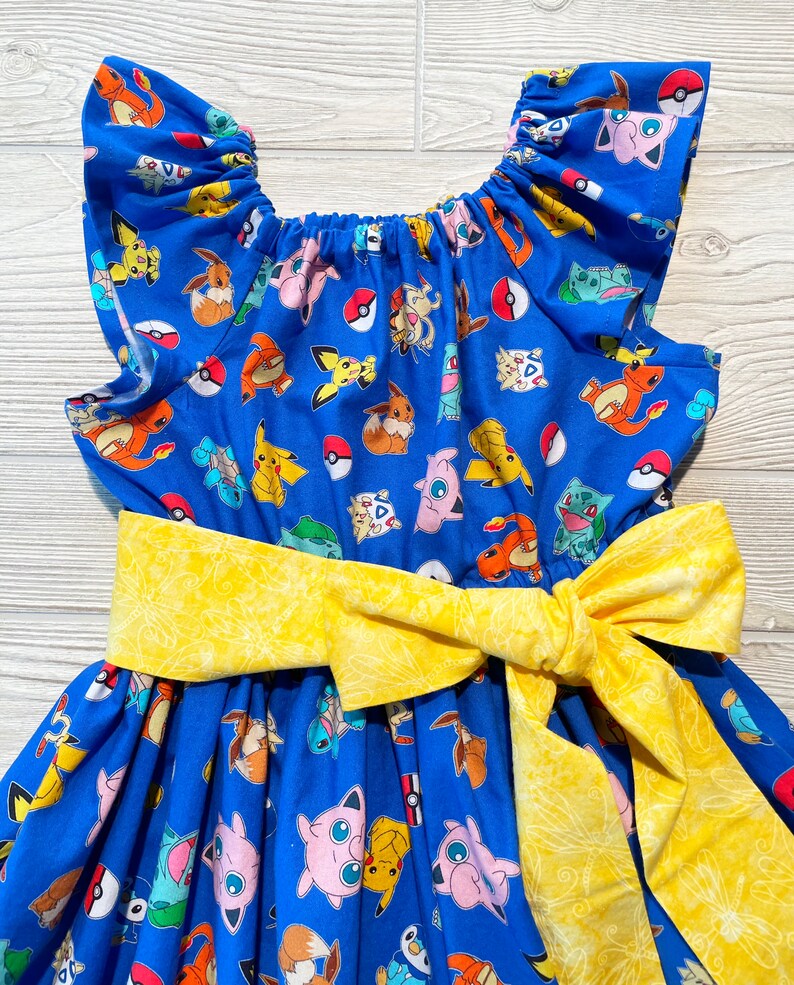 Peasant Style Dress Made With Pokémon Fabric Birthday Party - Etsy
