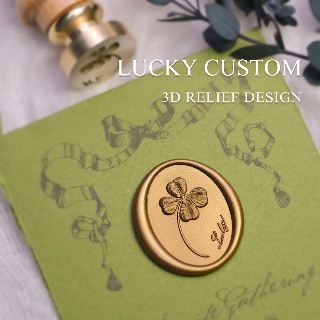 Custom 3D Wax Seal Stamp, Lucky Clover Design, Elegant Wax Seal for ...