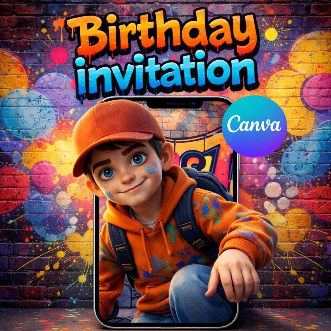 Editable Animated Graffiti Birthday Invitation | 6 7 Meme | Street Art ...
