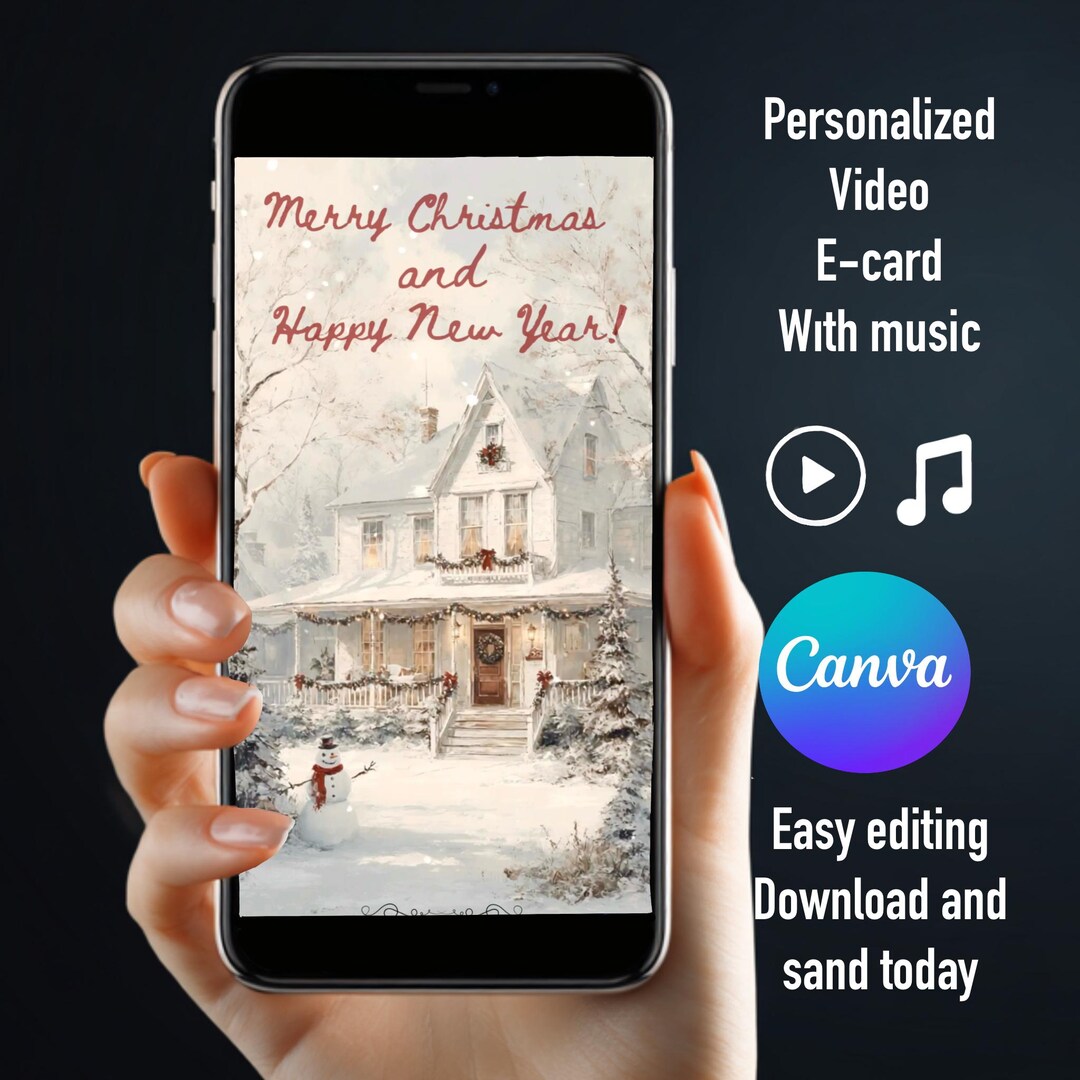 Editable Christmas Video Card | Animated Holiday Greeting | Festive ...
