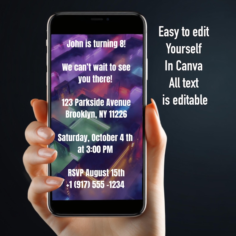 Editable Laser Tag Animated Invitation, Canva Template, Digital ...