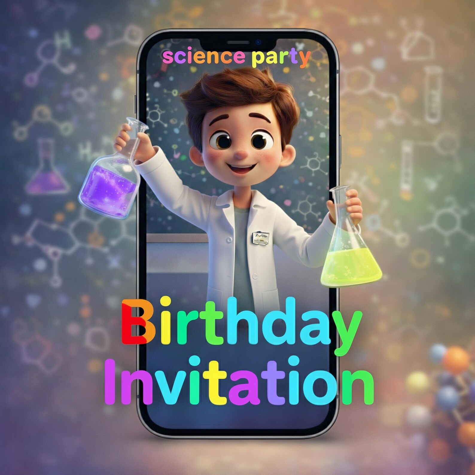Custom Mad Science Birthday Invitation Video, Kids Science Party ...