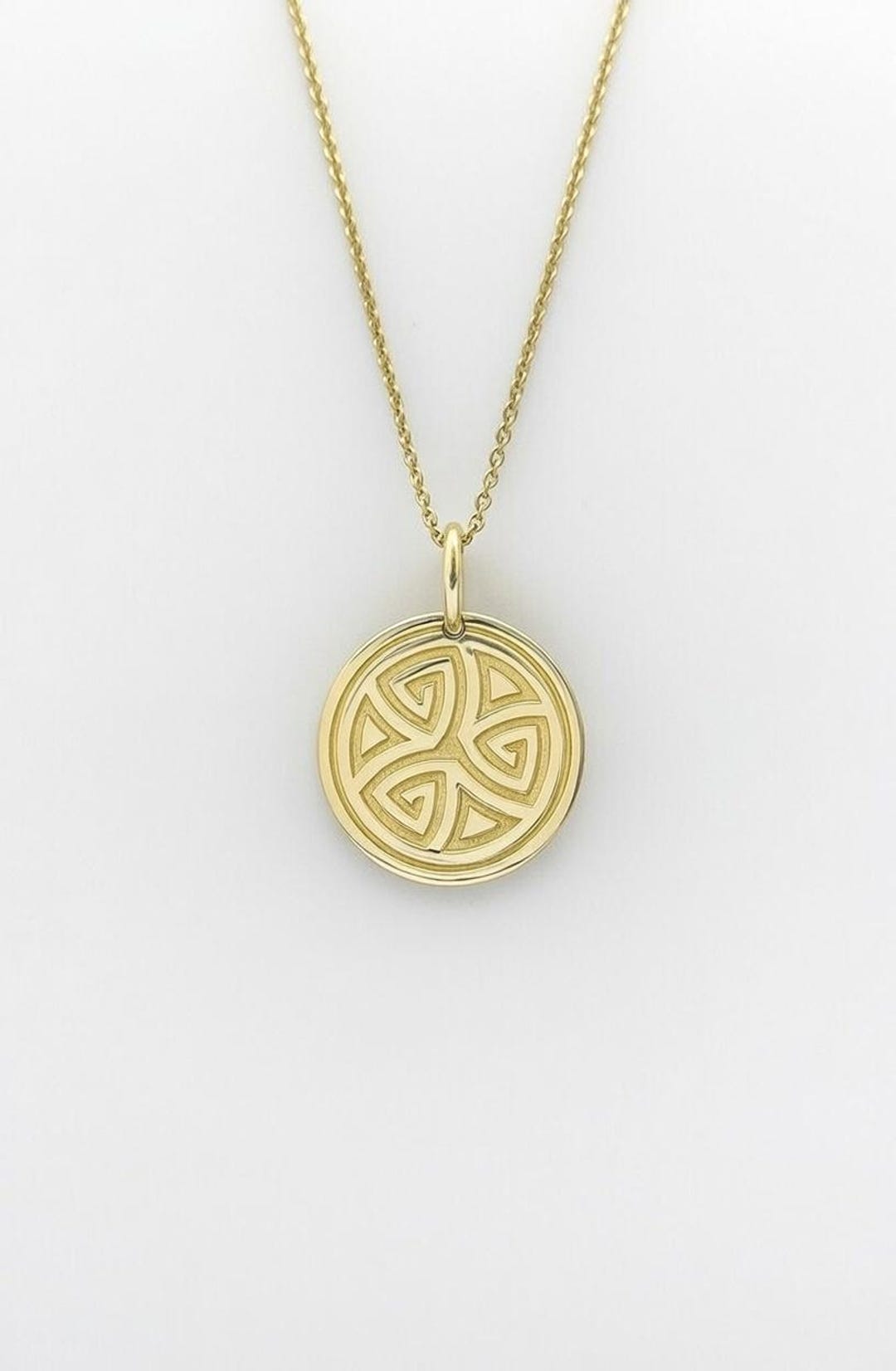 Gold Brass Celtic Trinity Spiral Pendant Necklace – Spiritual Medallion ...