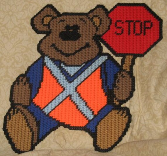 Crossing Guard Bear Plastic Canvas Pattern | Etsy