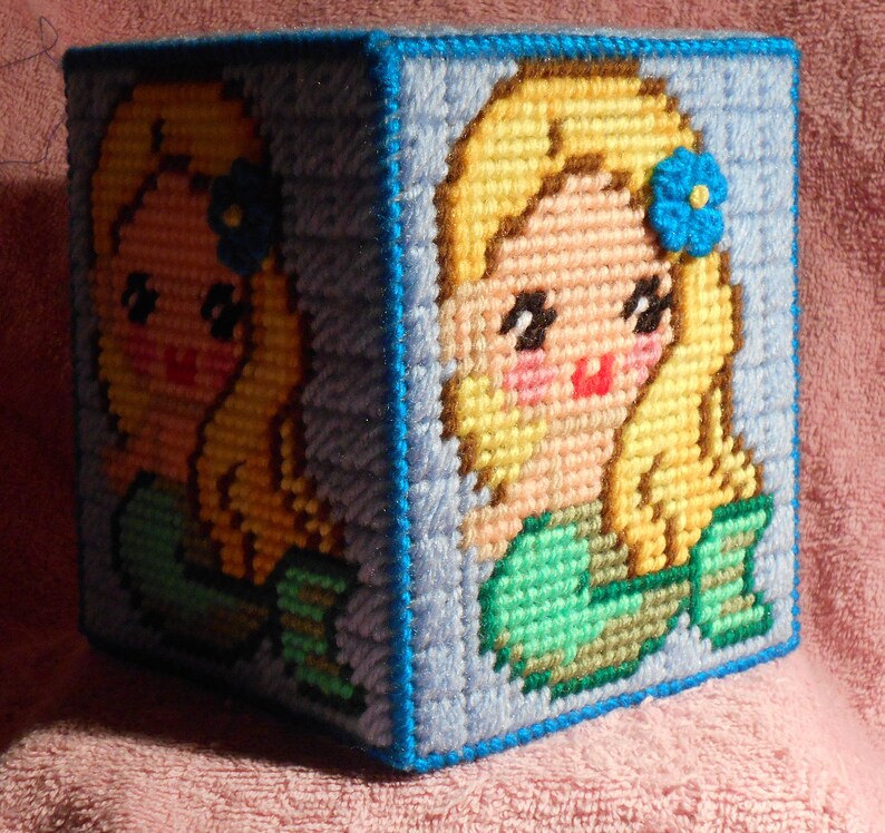 Mermaid 2 Tissue Box Cover Plastic Canvas Pattern - Etsy