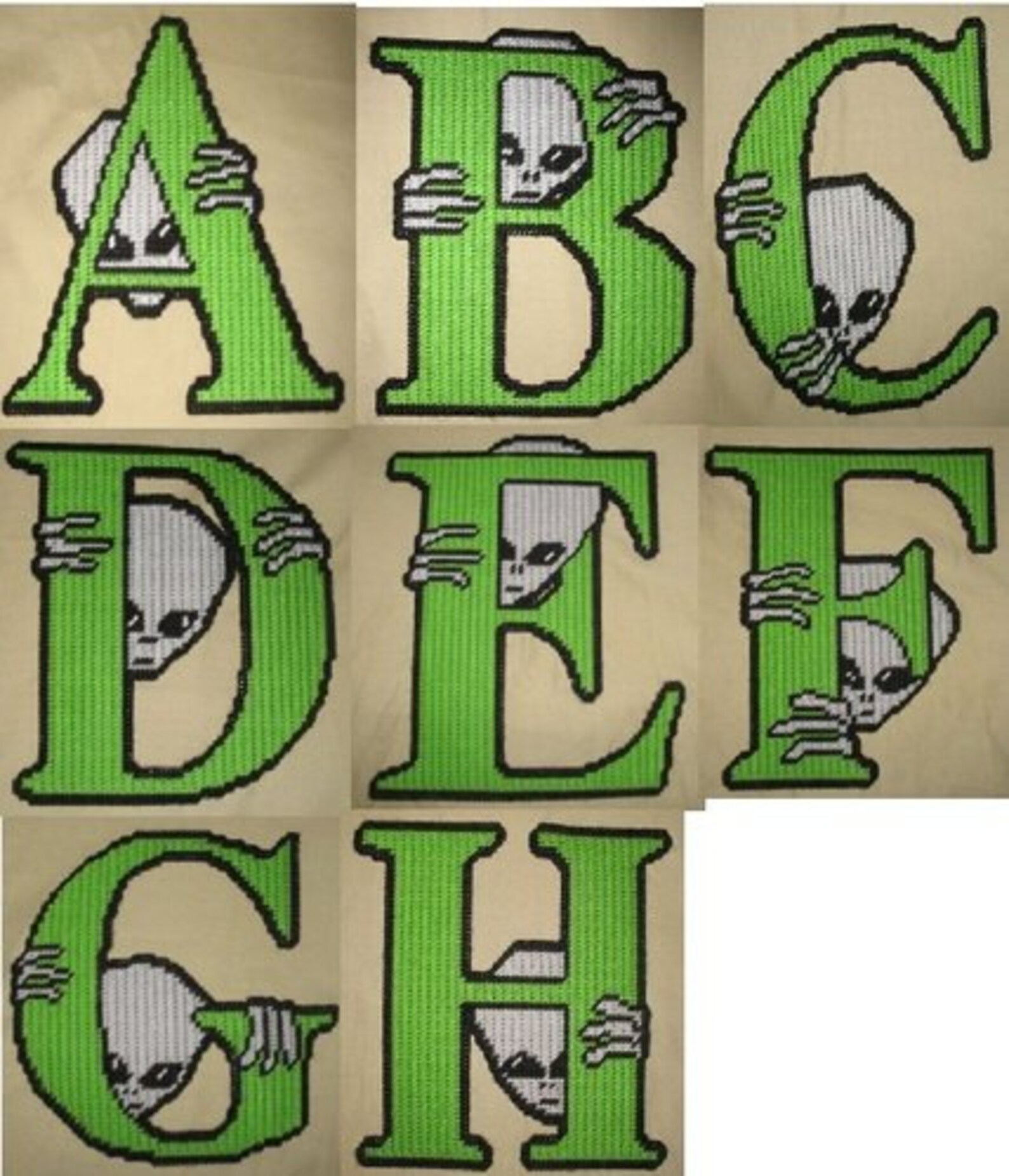Complete Set of Alien Letters 26 Plastic Canvas Patterns - Etsy