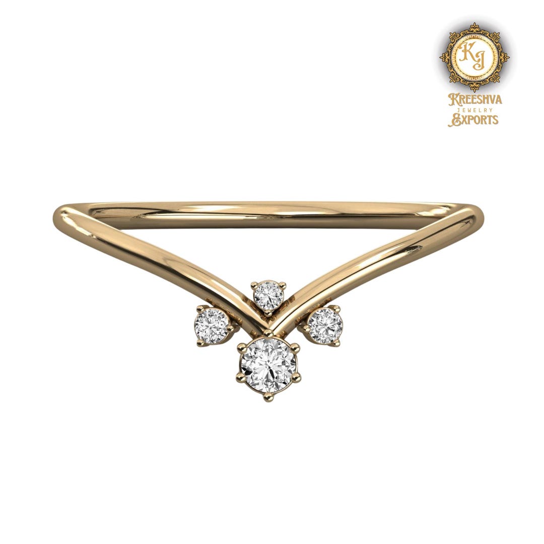1.50 TCW Chevron V Shape Engagement Ring, Wedding Ring, Round Shape ...