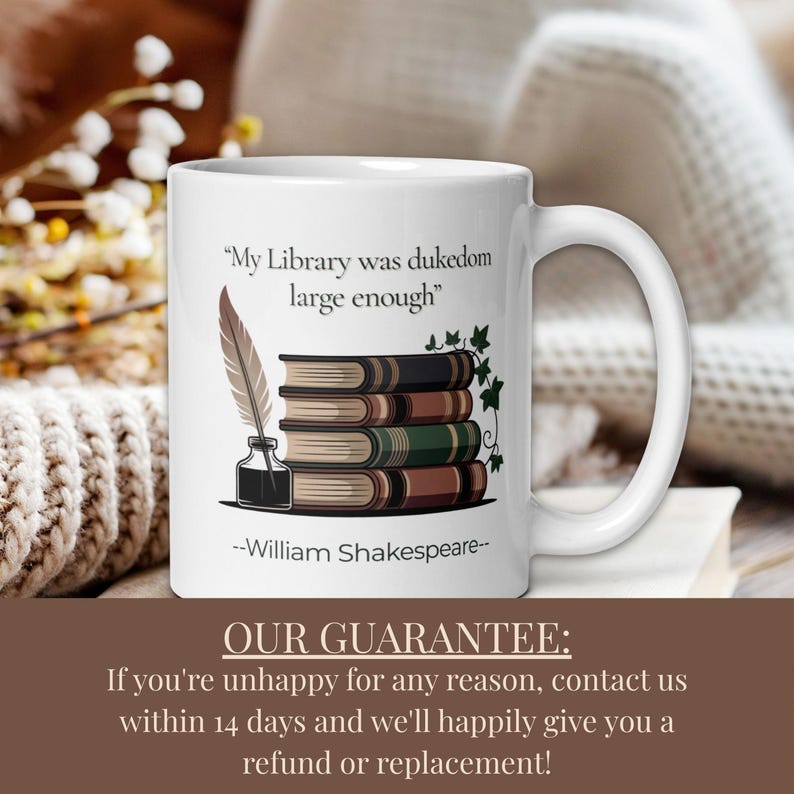 Shakespeare Quote Mug - My Library Was Dukedom Large Enough | Ceramic ...