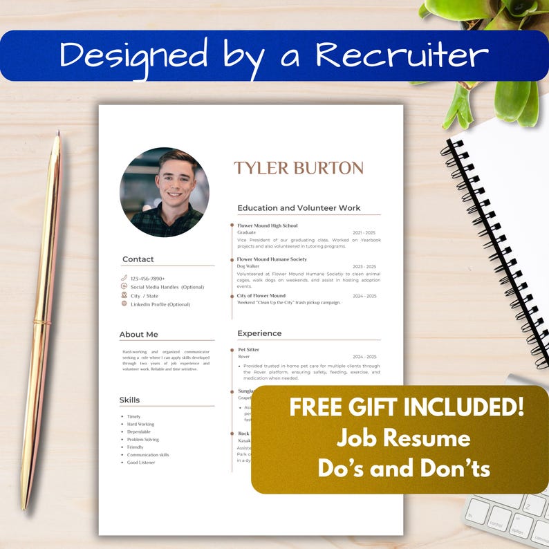 ATS Friendly Student Resume Template | High School & College CV | First ...