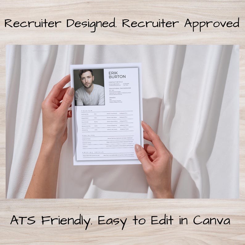 Stage Actor Resume Template for Canva | Editable Theatre Resume | One ...