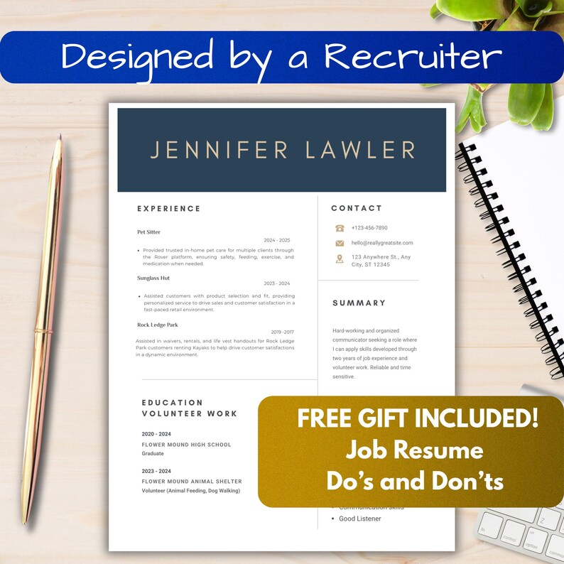 Ats-friendly Student Resume Template for Canva | Teen Resume for First ...